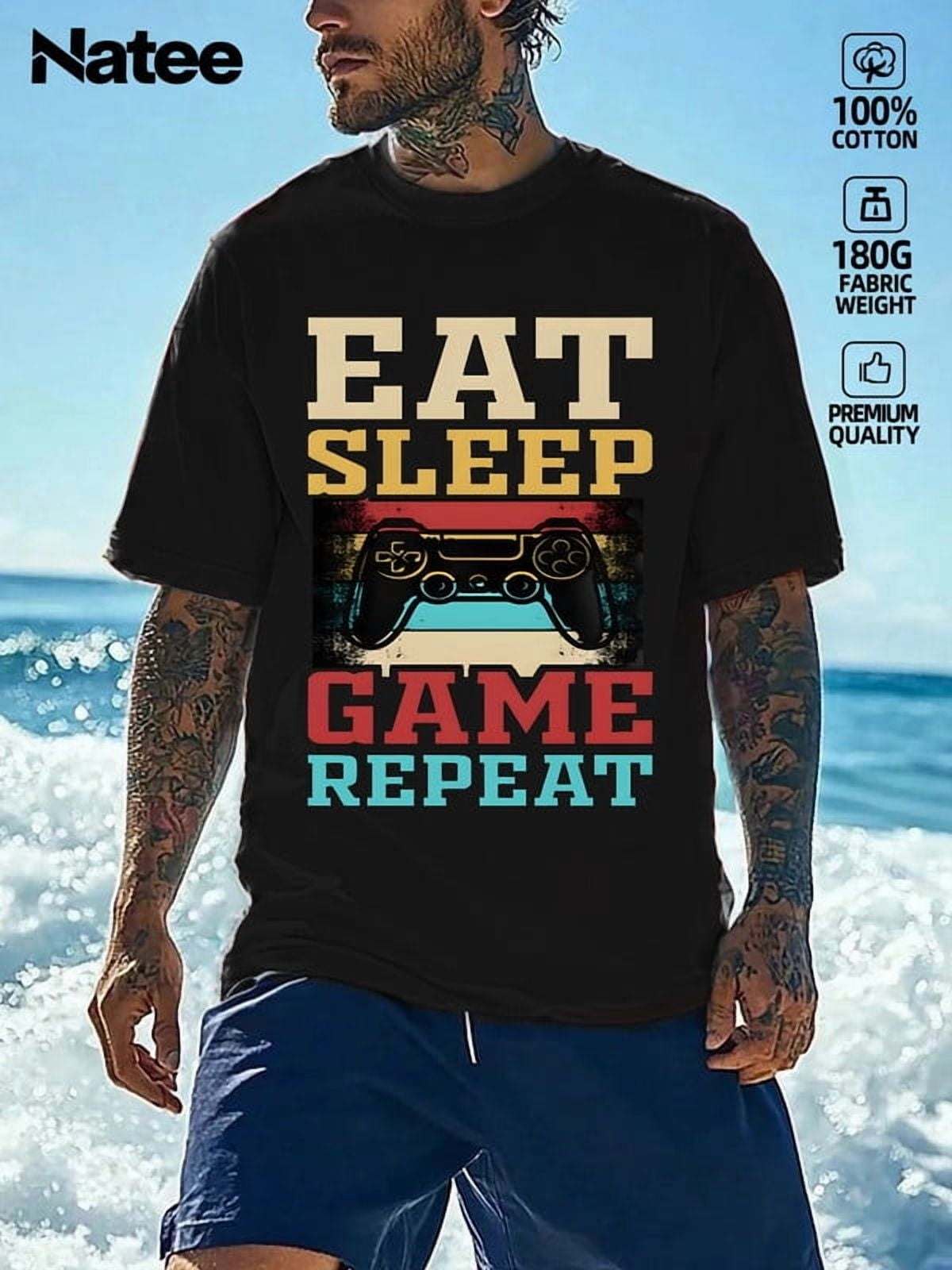 local warehouse clearance Vintage Eat Sleep Game Repeat Gaming T-shirt ...