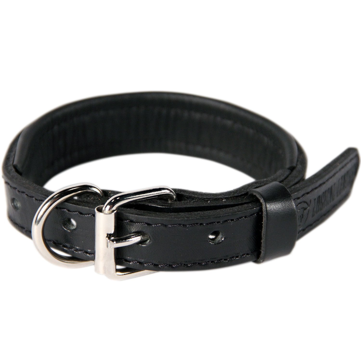 logical leather padded dog collar - best full grain heavy duty genuine ...