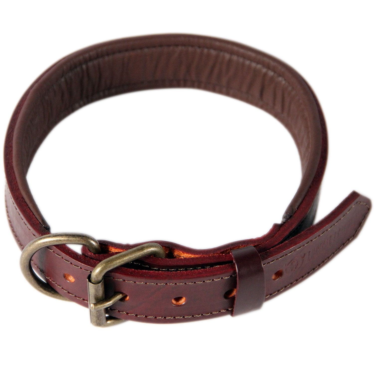 logical leather padded leather dog collar - brown - m - Walmart.com