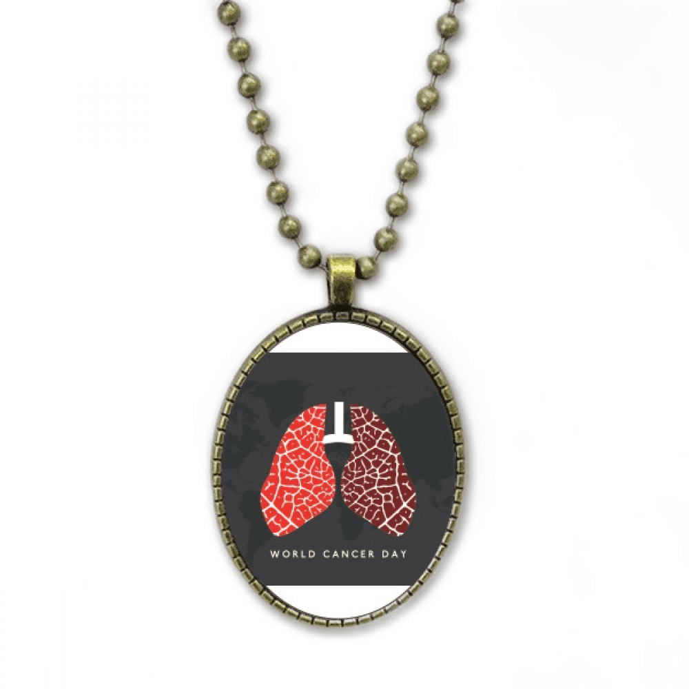 logo lung pattern world cancer day necklace vintage chain bead pendant ...