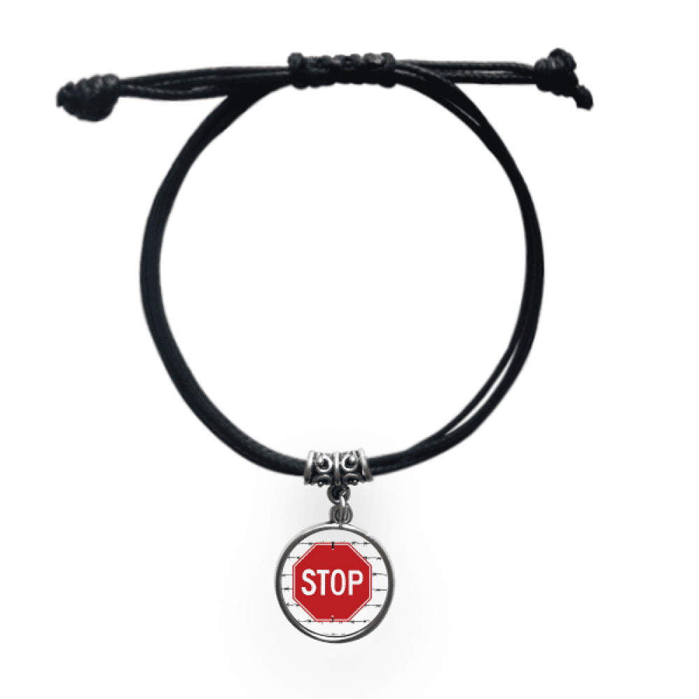 logo no entry bracelet leather wristband black jewelry - Walmart.com