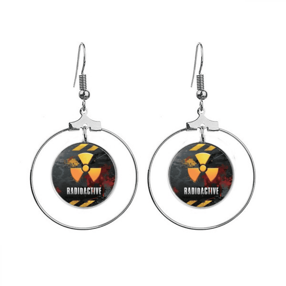 logo radioactive substances warning earrings dangle hoop jewelry drop ...