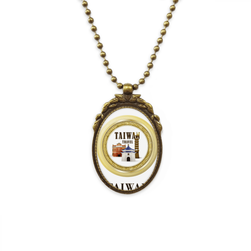 logo taiwan attractions building antique necklace vintage bead pendant ...