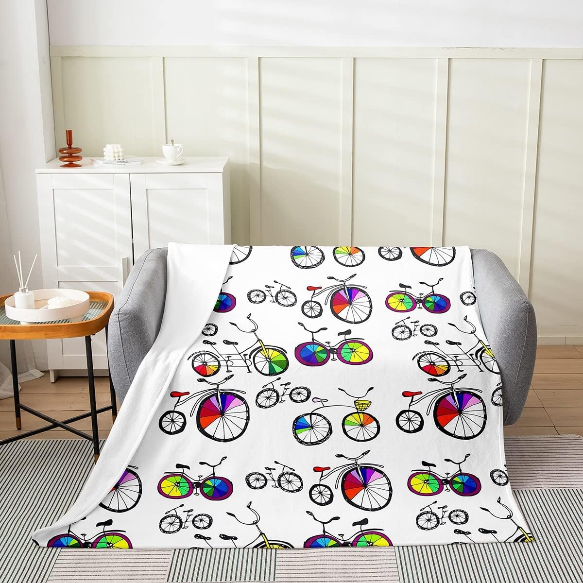 lokua Boys Bicycle Fleece Blanket 40x50 Size, Colorful Mountain Bicycle ...