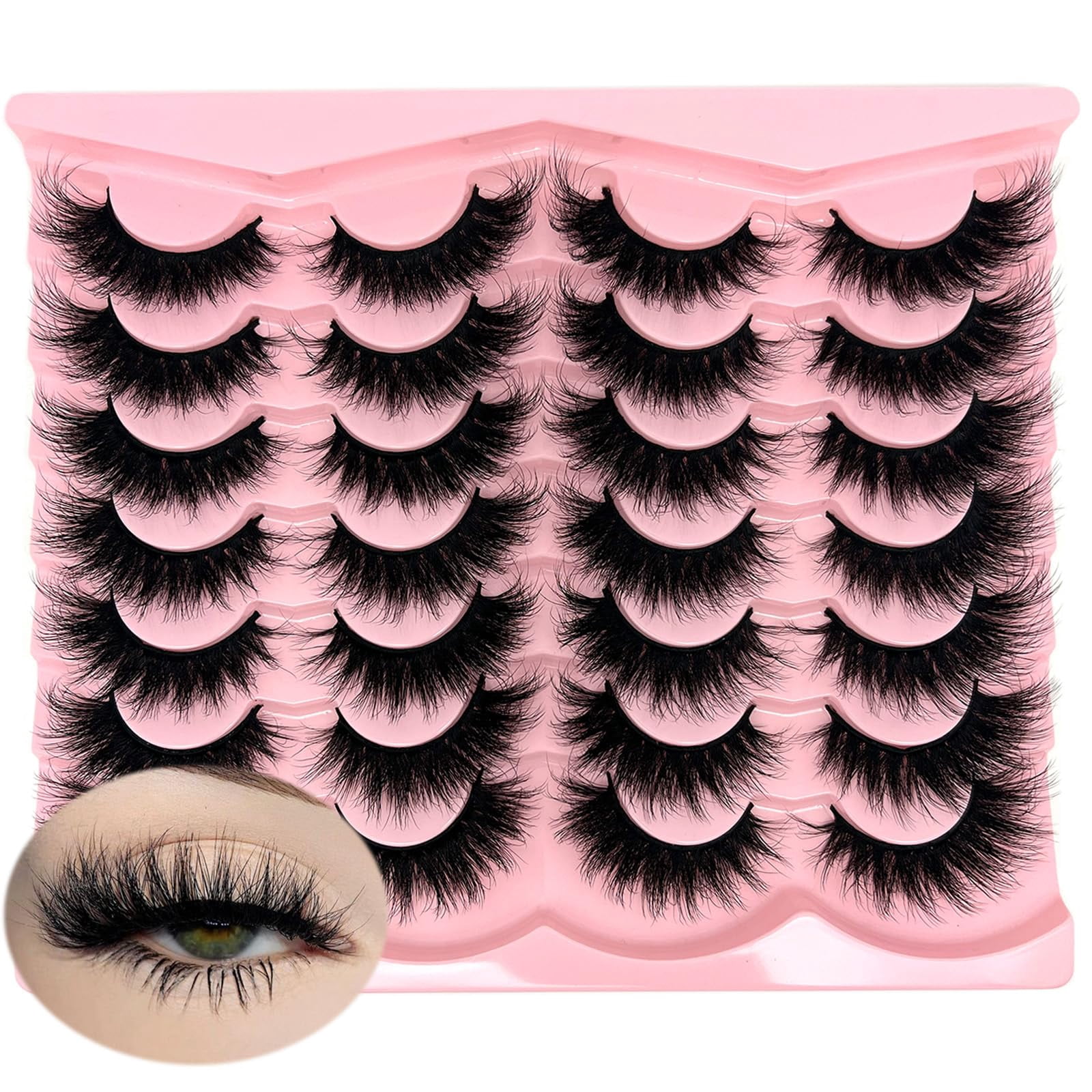 loladook Mink Lashes Strip AIF9 Cat Eye Wispy D Curl Fluffy Lashes Pack ...