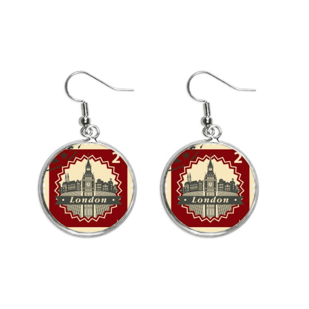 london big ben stamp outline britain uk ear dangle silver drop ear ...