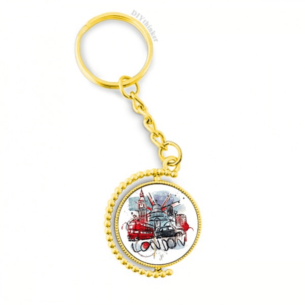 london bus big ben uk watercolor metal connector key chain accessory en ...