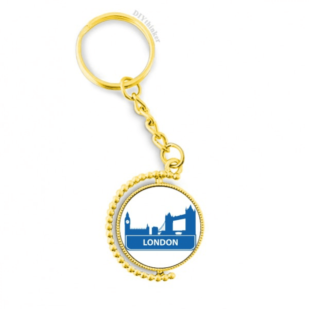 london england blue landmark pattern metal connector key chain ...
