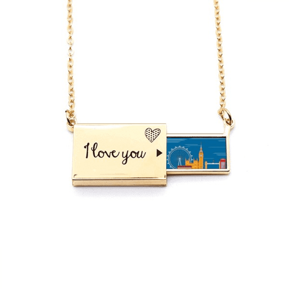 london eye double-decker buses graffiti letter envelope necklace ...