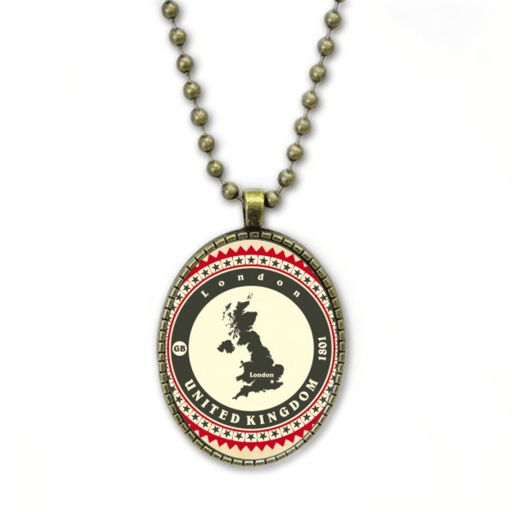 london uk united kingdom britain country map necklace vintage chain ...