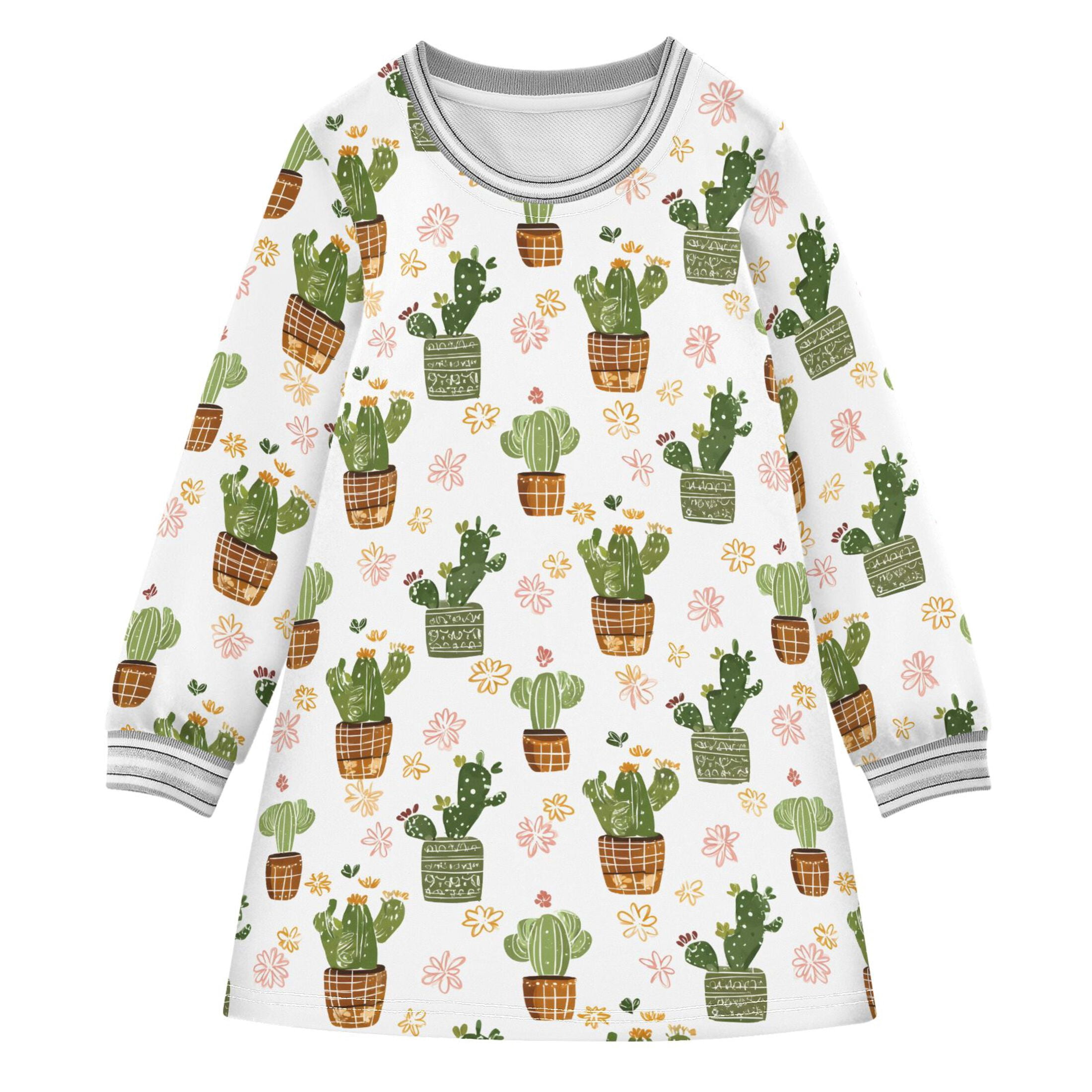 long-sleeved dress Cactus A-line dress with ribbed cuffs Soft and ...
