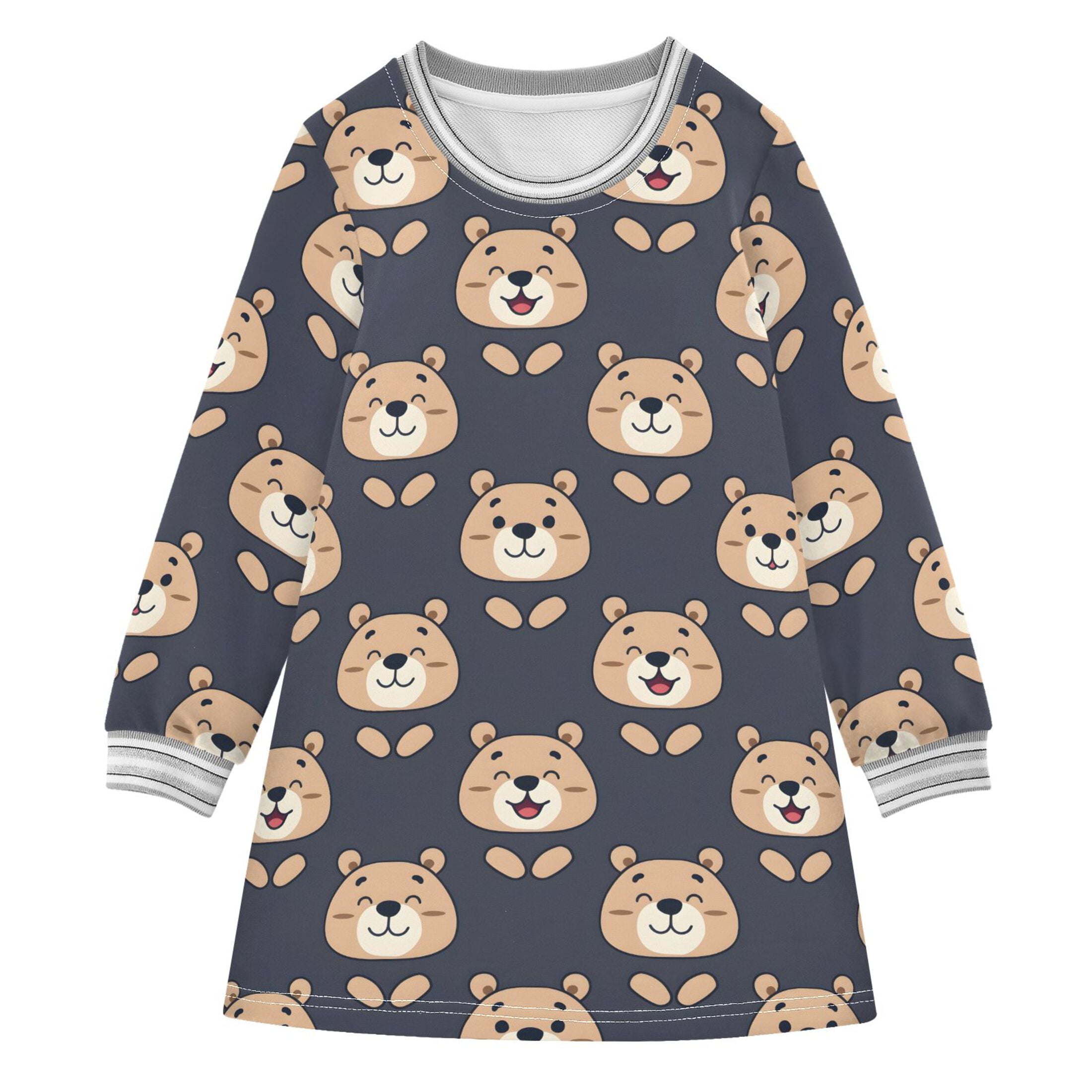 long-sleeved dress Smiling Bear A-line dress with ribbed cuffs Soft and ...