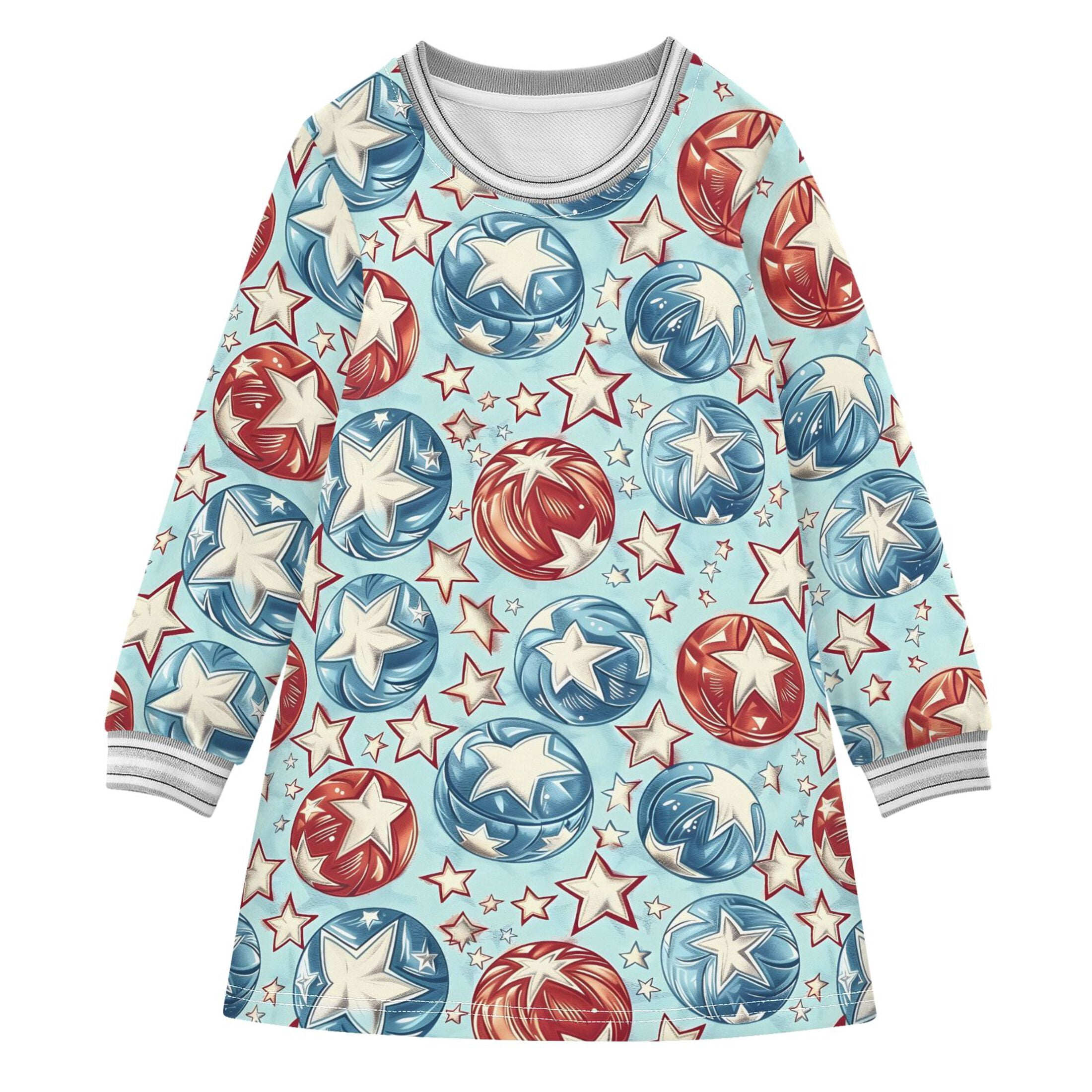 long-sleeved dress Sphere Five-pointed Star A-line dress with ribbed ...