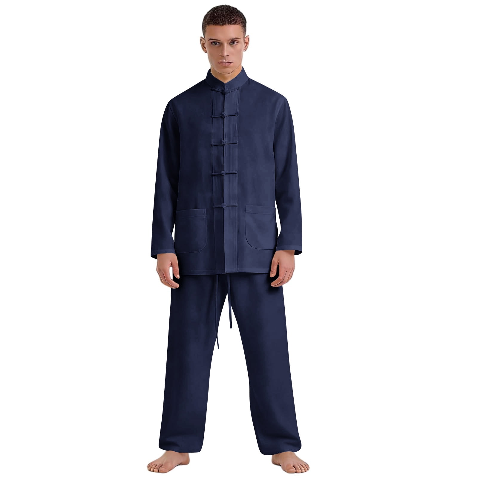 longantii Men's Traditional Chinese Tai Chi Uniform Set - Cotton Linen ...
