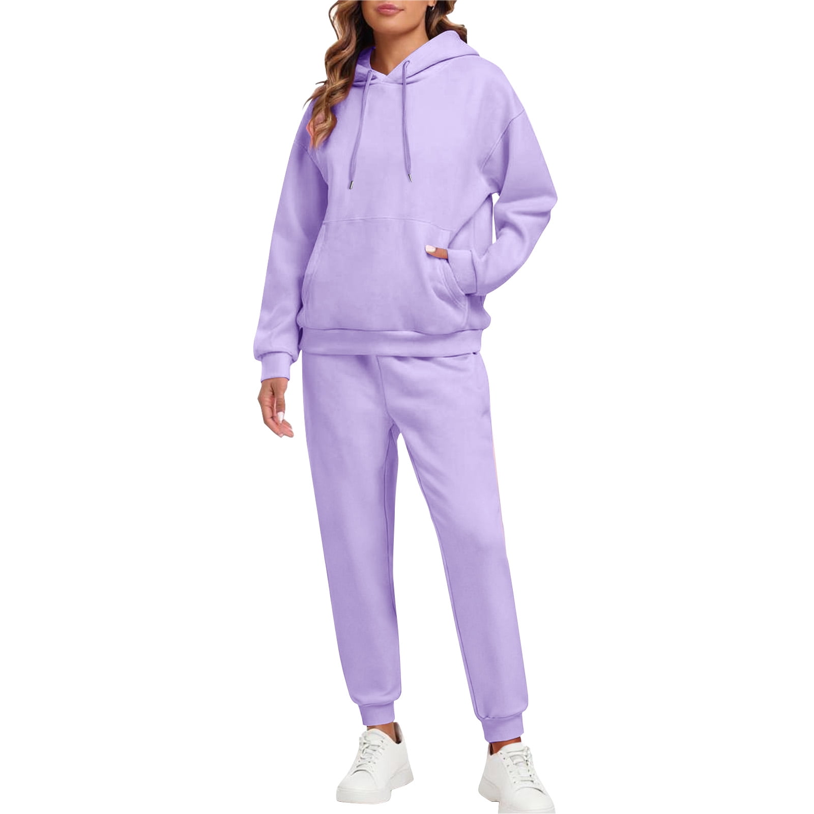 longantii Womens 2 Piece Outfits Lounge Jogger Pants Hoodie Sweatsuit ...
