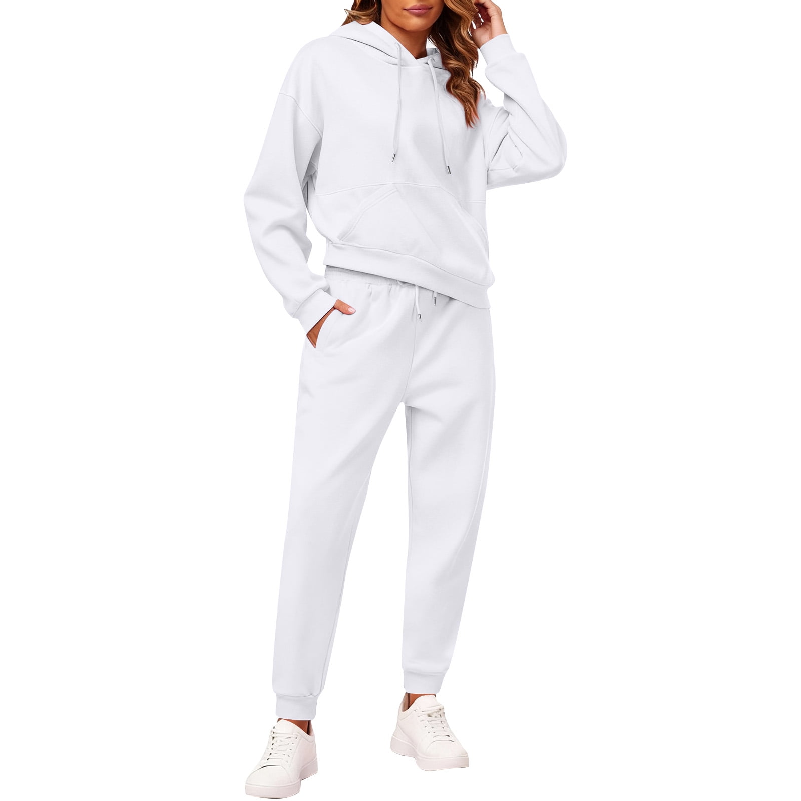 longantii Womens 2 Piece Outfits Lounge Jogger Pants Hoodie Sweatsuit ...