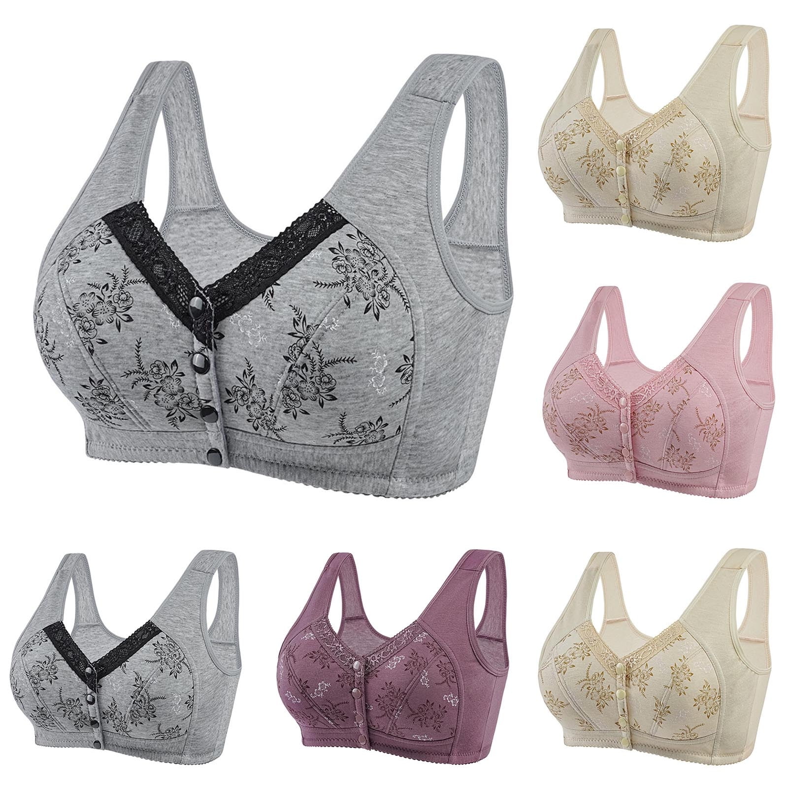 loopsun Bras for Women Plus Size Clearance, Floral Print Oversized ...