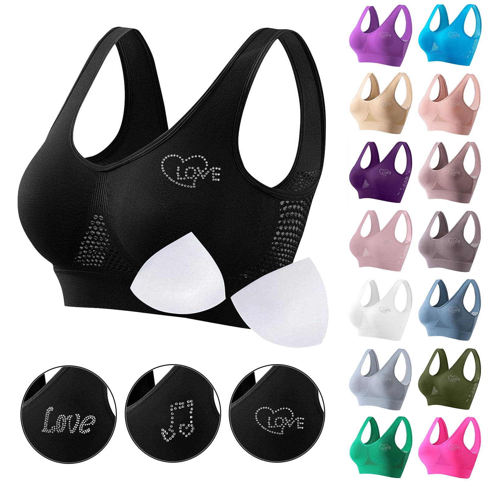 Loopsun Women's Plus Size Lace Bra, Comfortable Solid Color Underwear ...