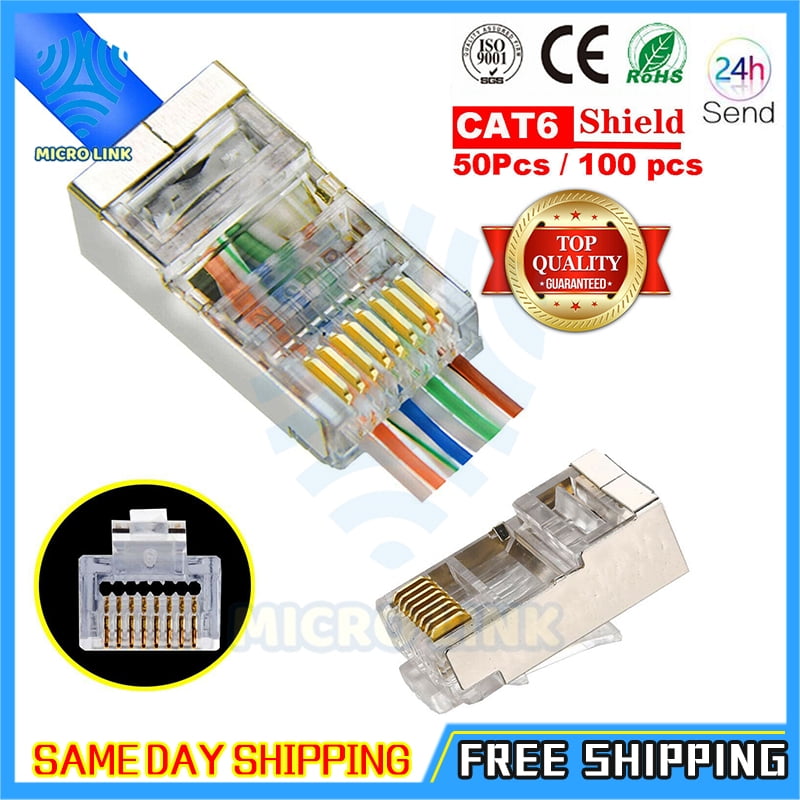 lot End Pass Though RJ45 shielded connector cat5e Cat6 network plug ...