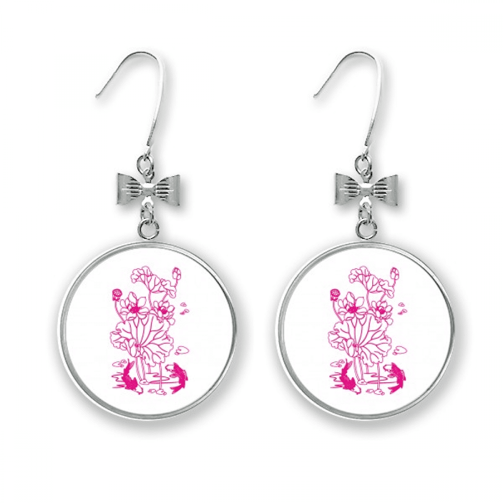 lotus lotus flower lotus root fish water bow earrings drop stud pierced ...