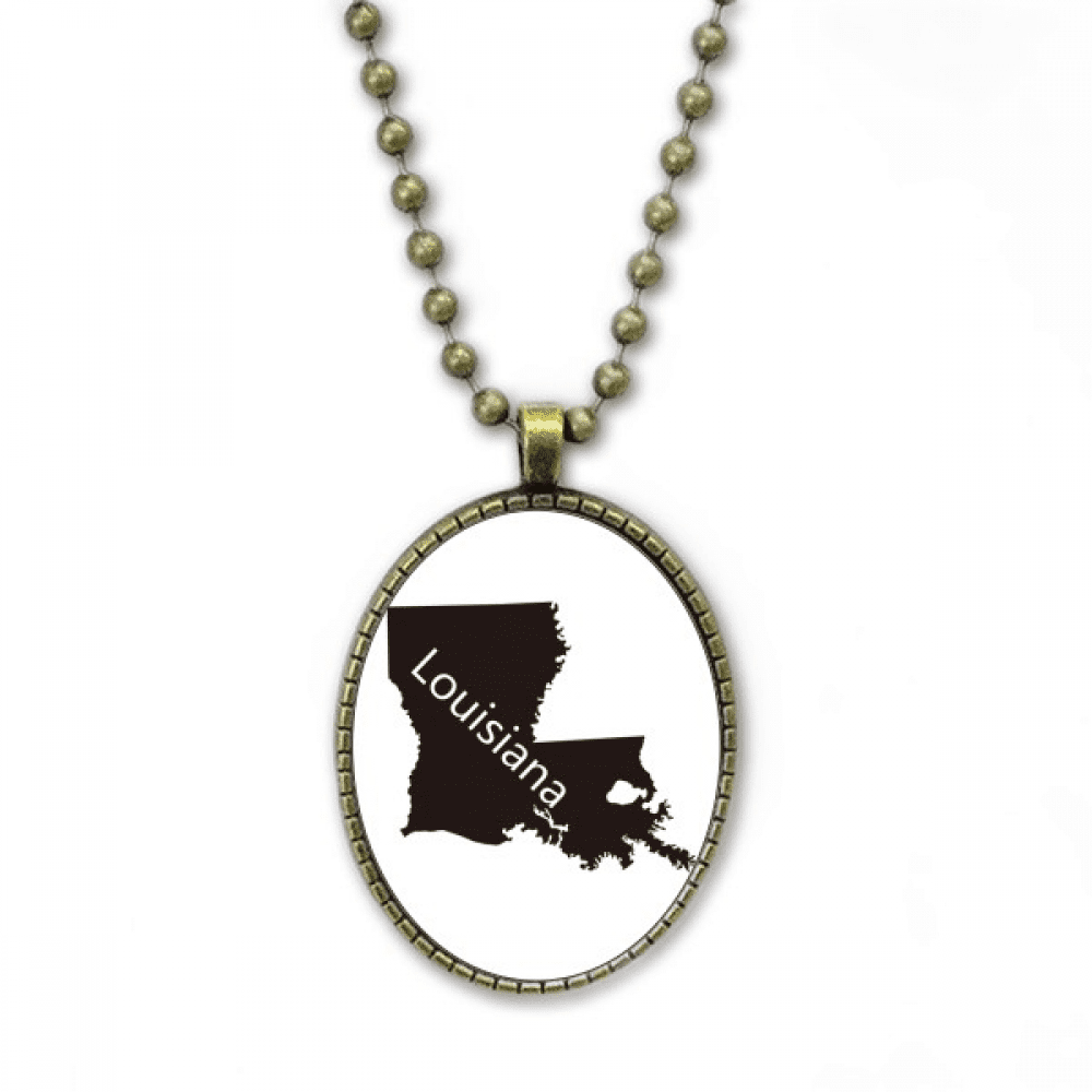 louisiana ameusa map outline necklace vintage chain bead pendant ...