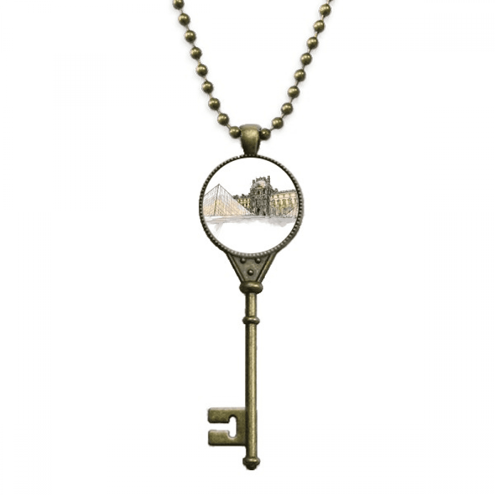 louvre museum in paris france key necklace pendant tray embellished ...
