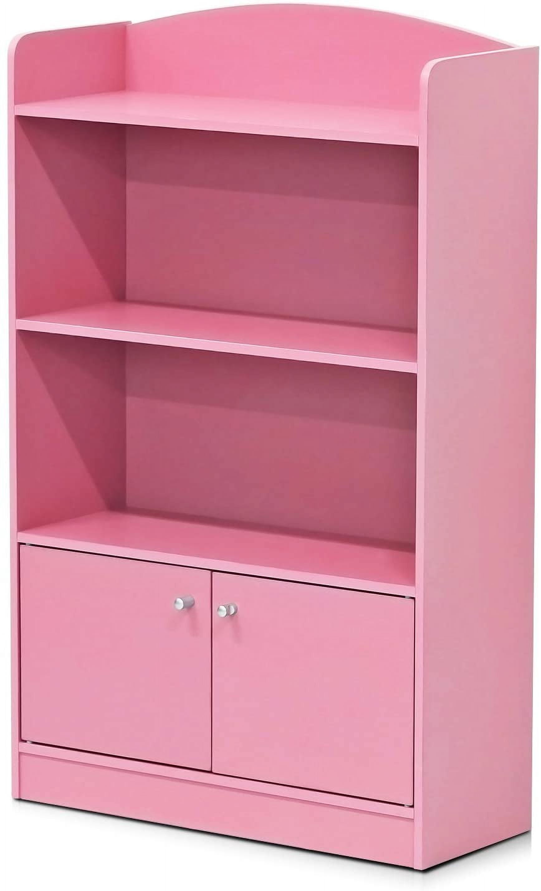Lova Bookshelf with Storage Cabinet, 2-Shelf with Doors, Pink - Walmart.com