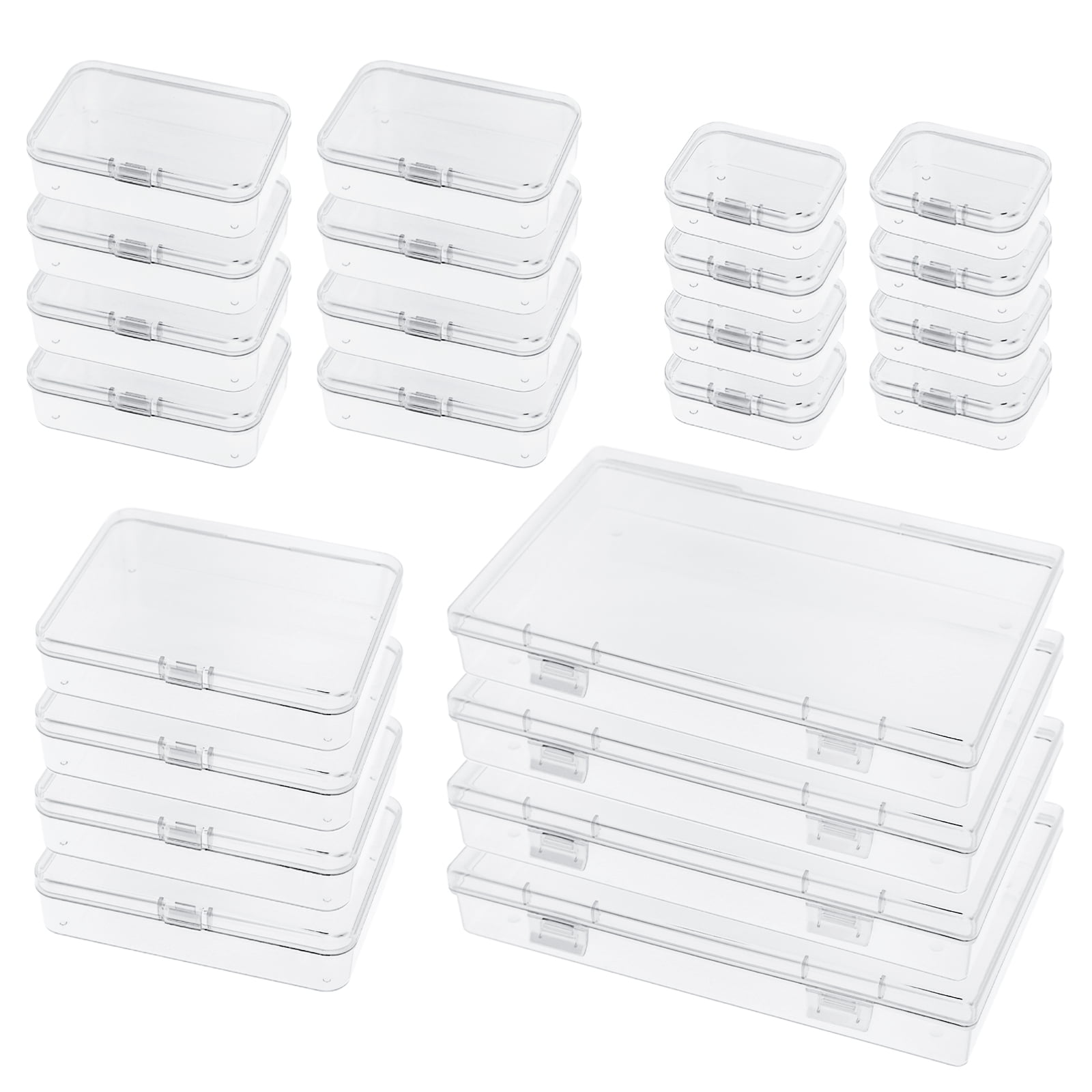 loyun 24 pack Clear Plastic Organizer Box Containers with Hinged Lids ...
