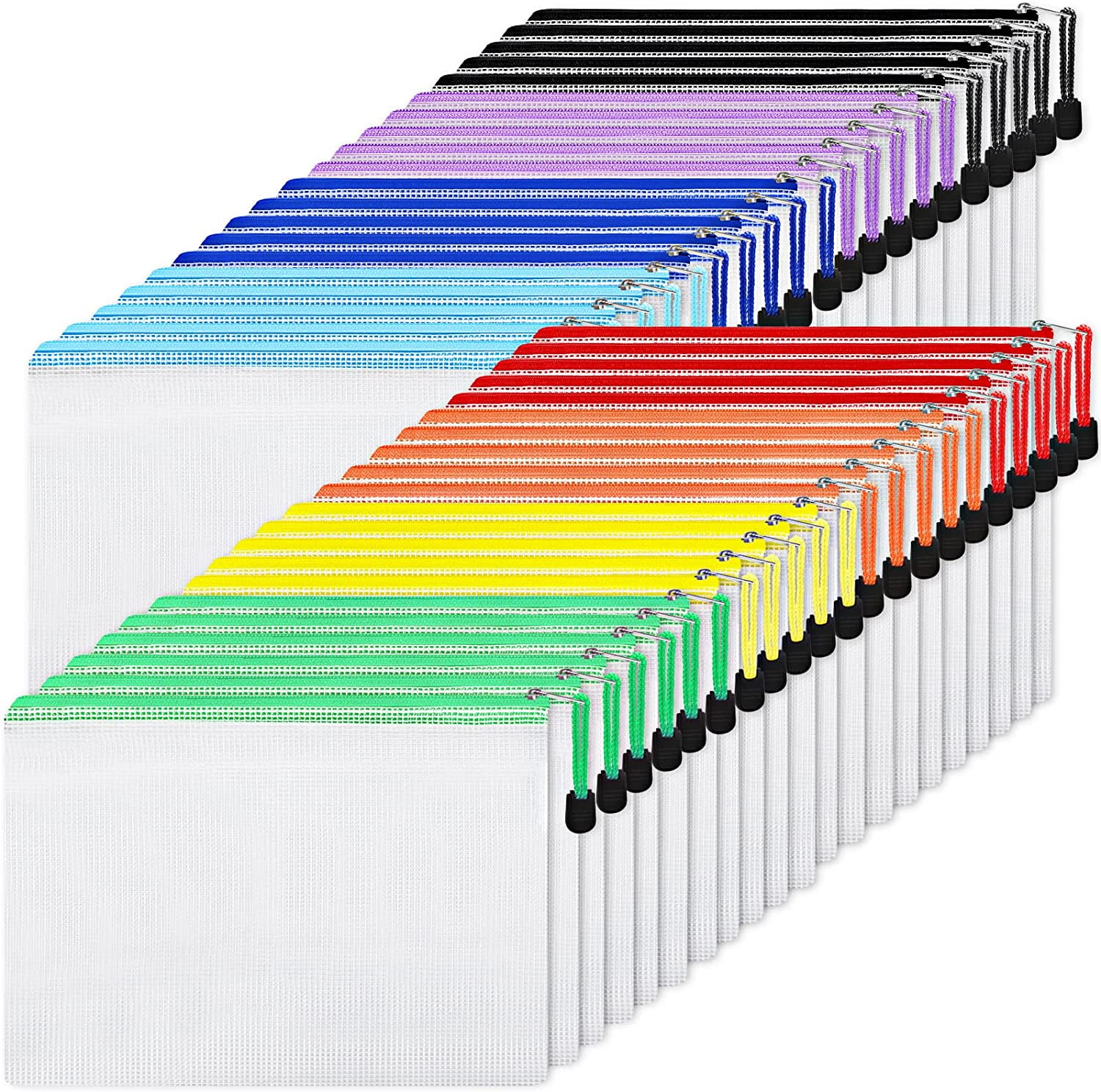 lsaertla EOOUT 24pcs Mesh Zipper Pouch Bags, A4 Zipper Bags for ...