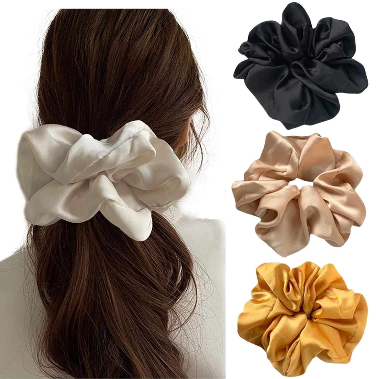 lsaertla Large Satin Scrunchies Oversized Jumbo Sleeping Giant No ...
