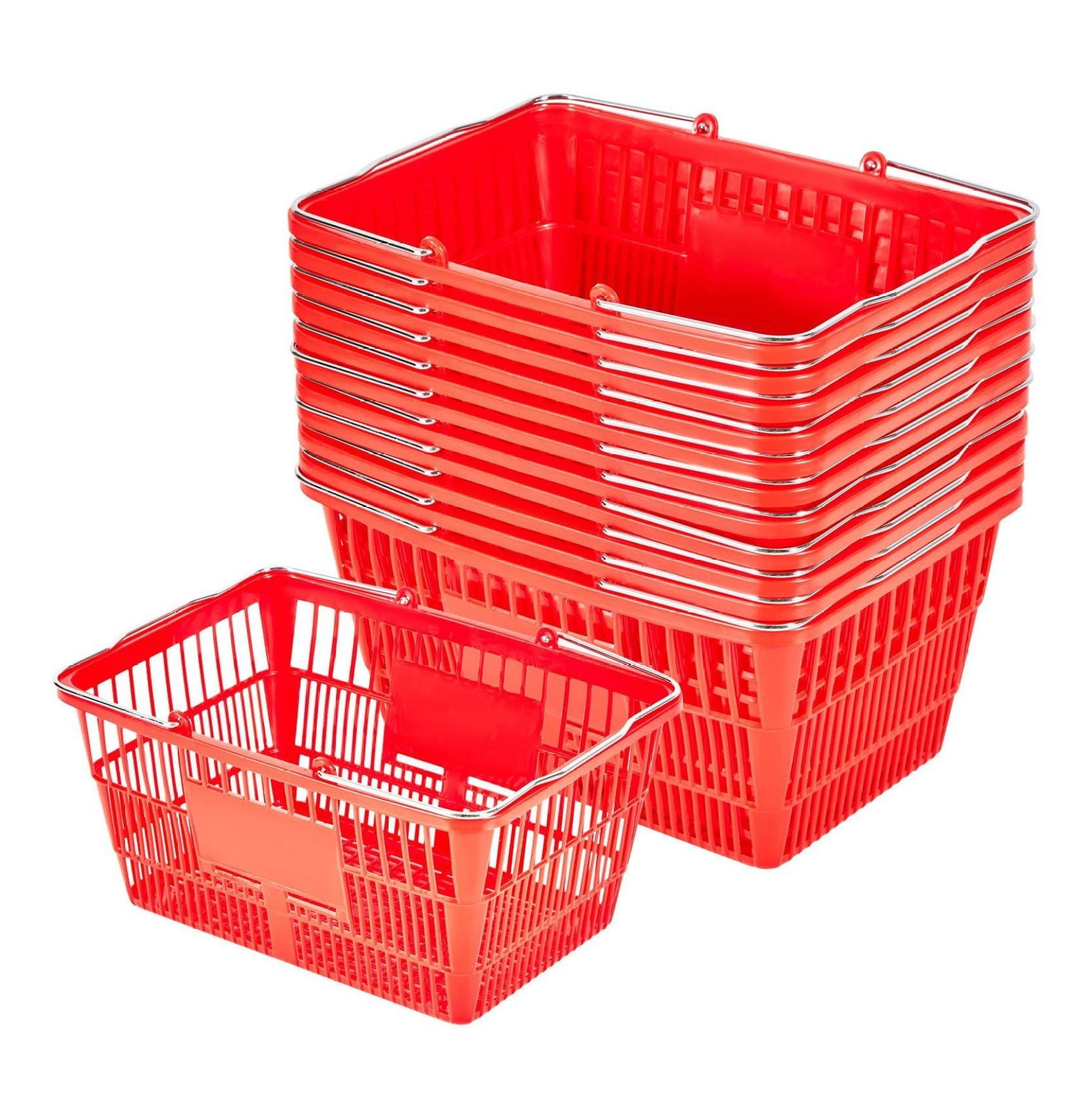 lshhh Shopping Baskets 12 Pack - 21L Stackable Plastic Grocery Baskets ...