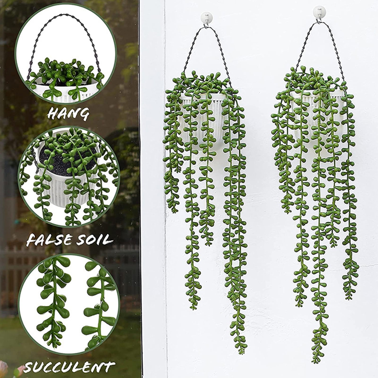 lsiaeian 1/4Pcs Artificial String of Pearls Succulent, Fake Hanging ...