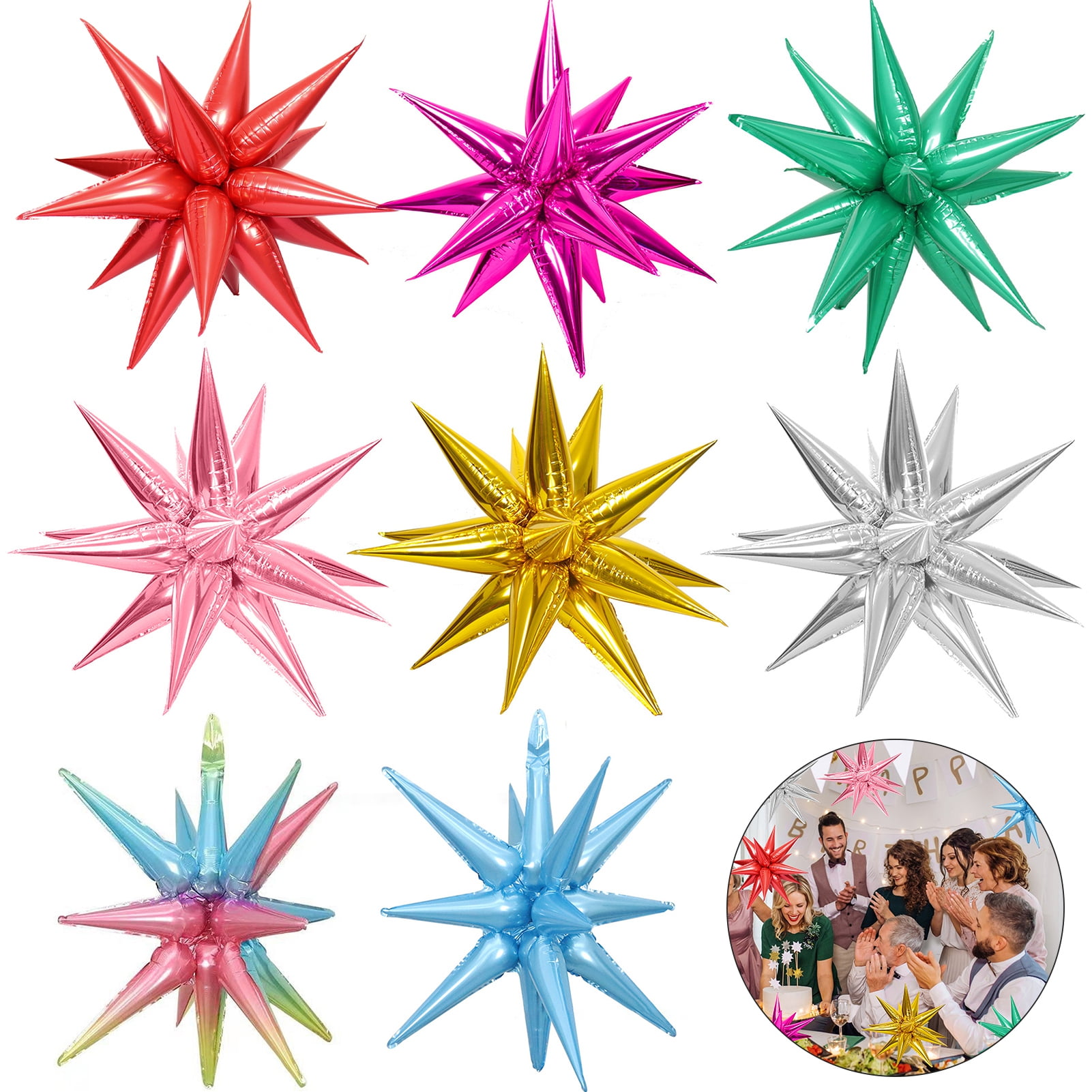 lsiaeian 10Pcs 22Inch Colorful Starburst Balloons, Explosion Stars Foil ...