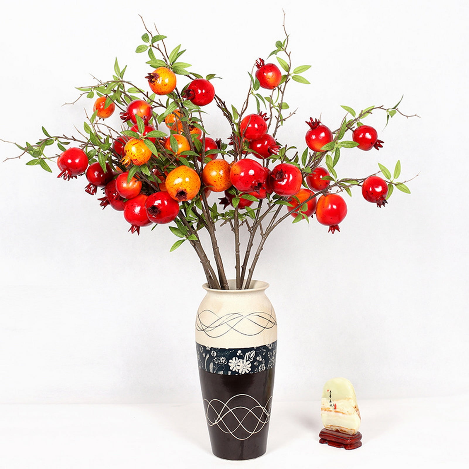 lsiaeian 31" Tall Red Berries Pomegranate Faux Plants Stem Fake Tree ...