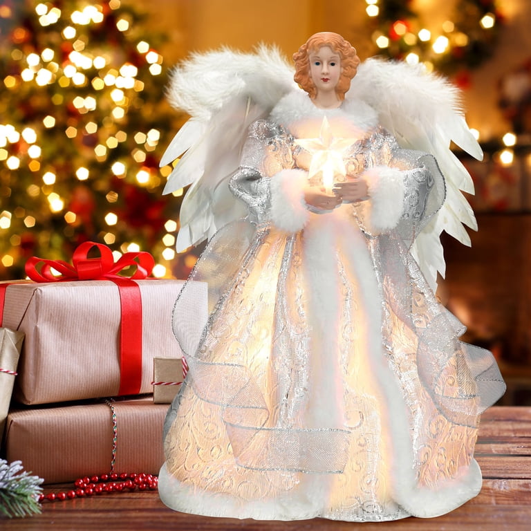 Large Angel Tree Topper Large Light Up Silver Angel Christmas Tree