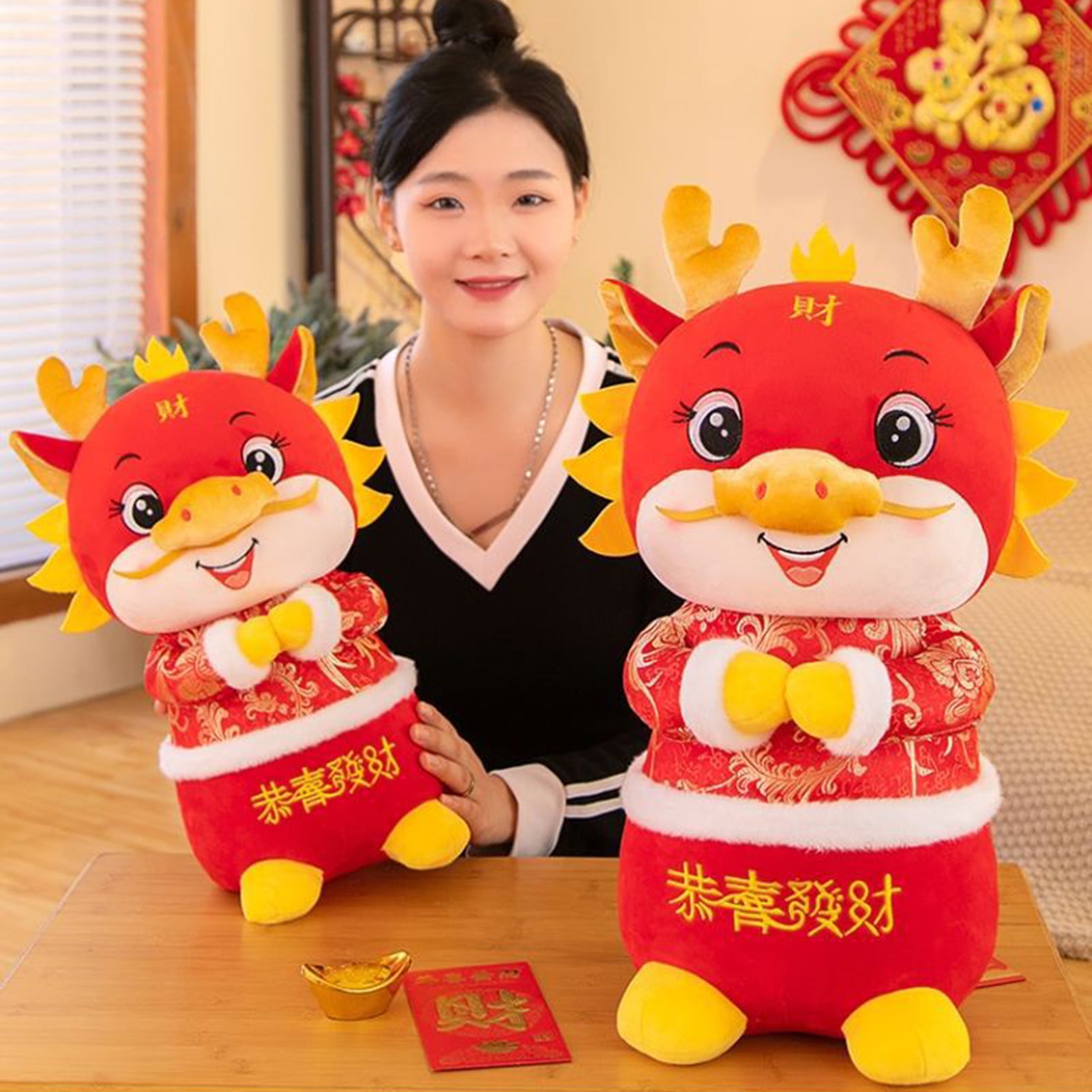 lsiaeian Chinese Dragon Plush Toy 2024 Year of Dragon Stuffed Animal ...