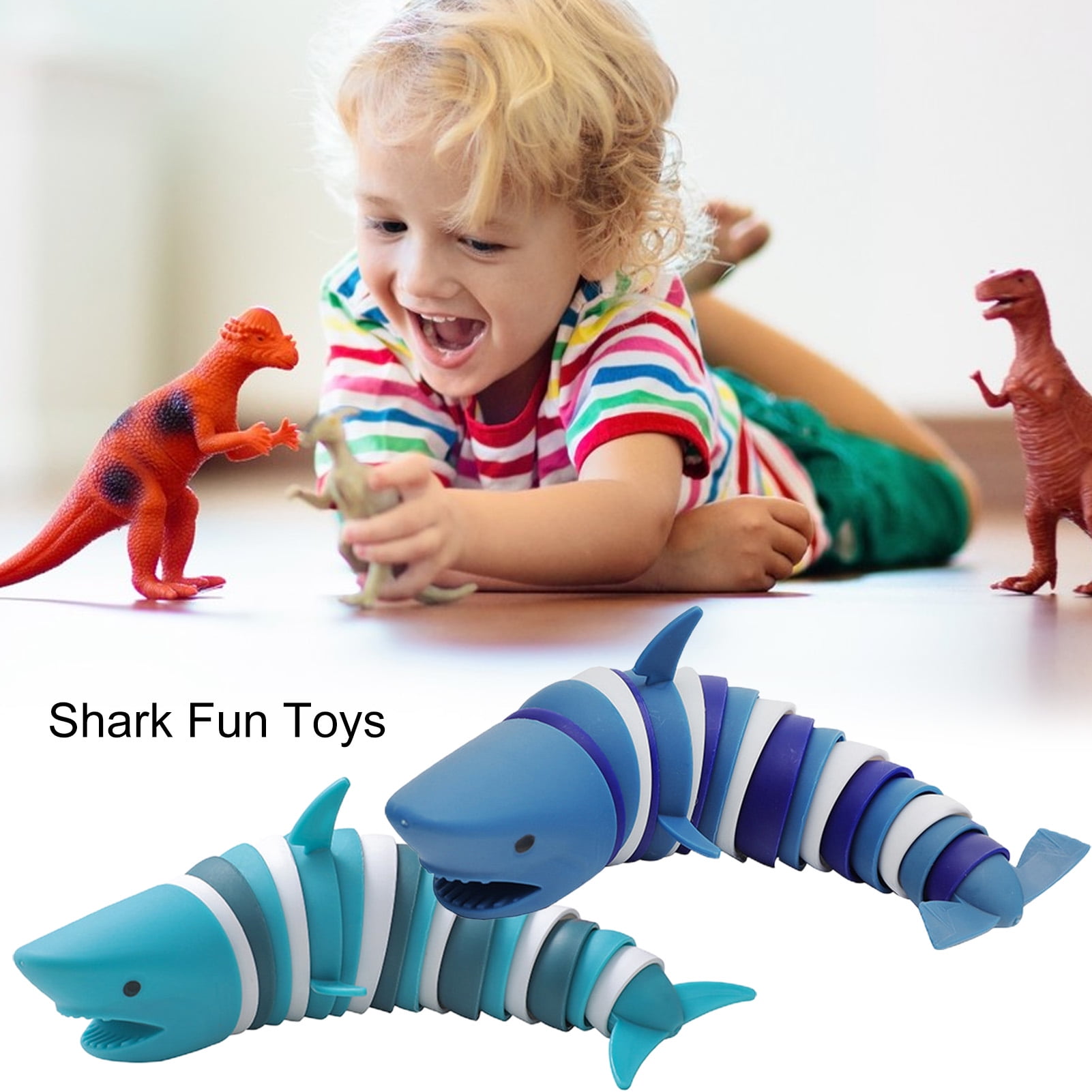 lsiaeian Ocean Shark Squeeze Fidget Toy Articulated Stim Toys Anti ...