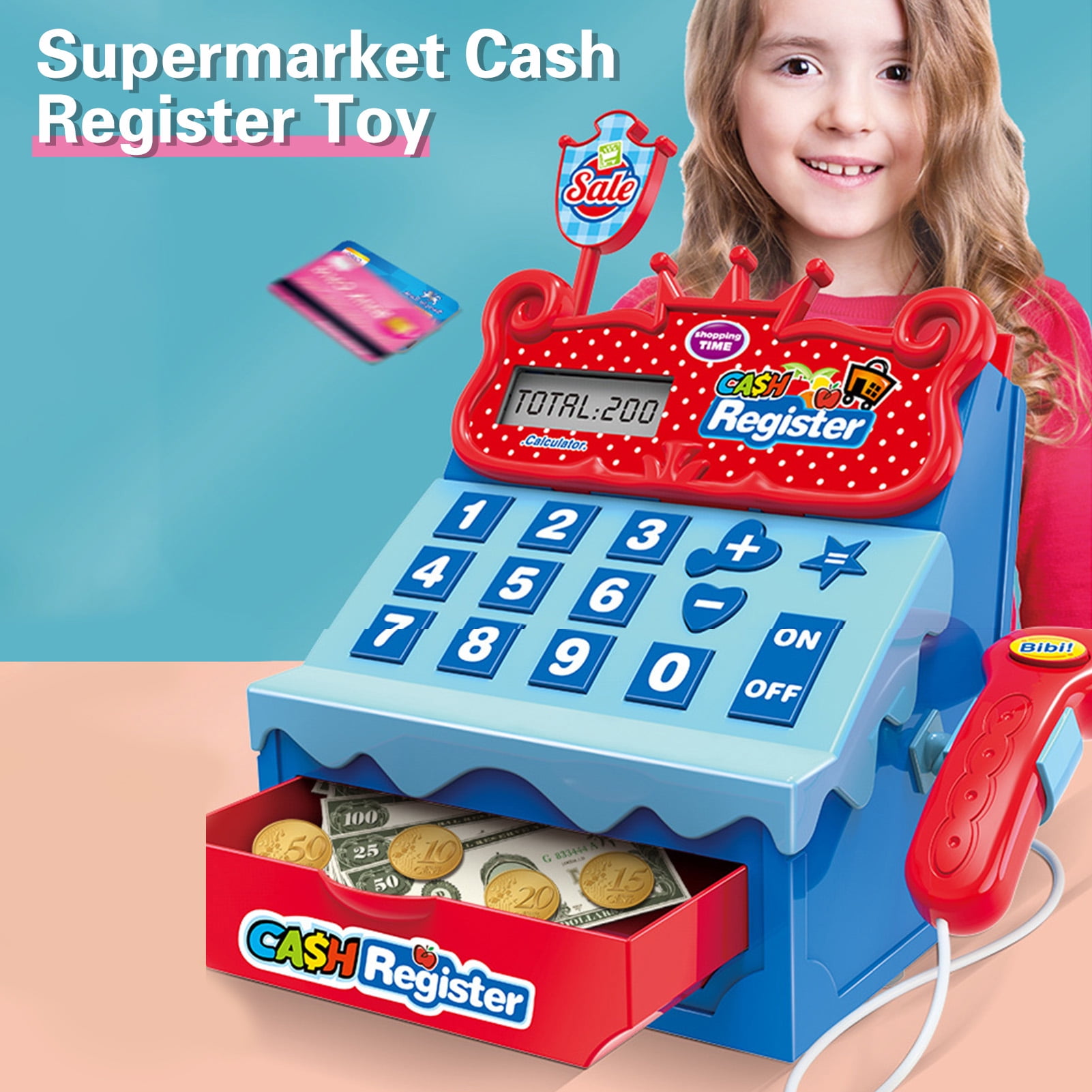 lsiaeian Pretend Play Toy Change Drawer Funny Analog Scan Calculator ...