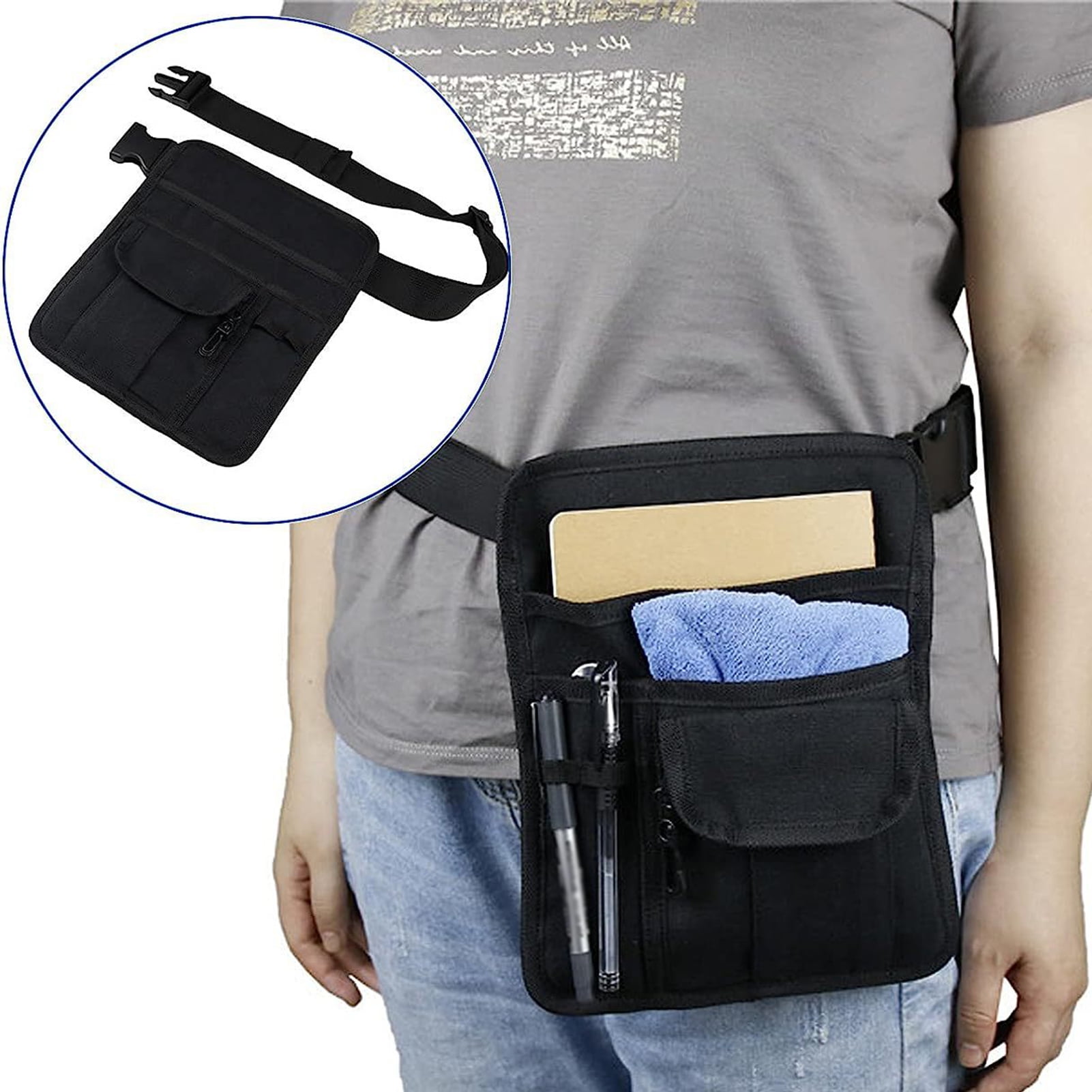 lsiaeian Server Pouch Restaurant Waist Money Apron Bag with Adjustable ...