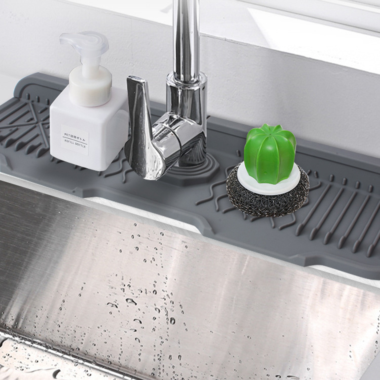 lsiaeian Silicone Faucet Splash Guard, 17” x 6” Faucet Water Catcher ...