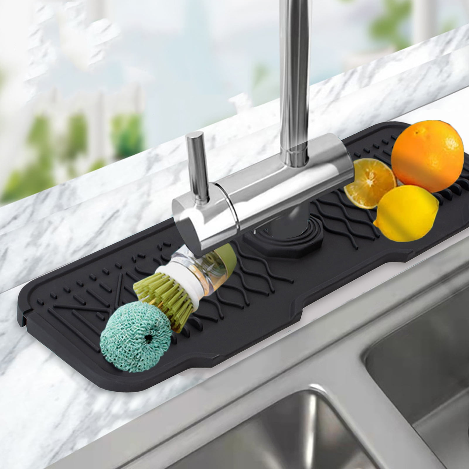 lsiaeian Silicone Faucet Splash Guard, 17” x 6” Faucet Water Catcher ...