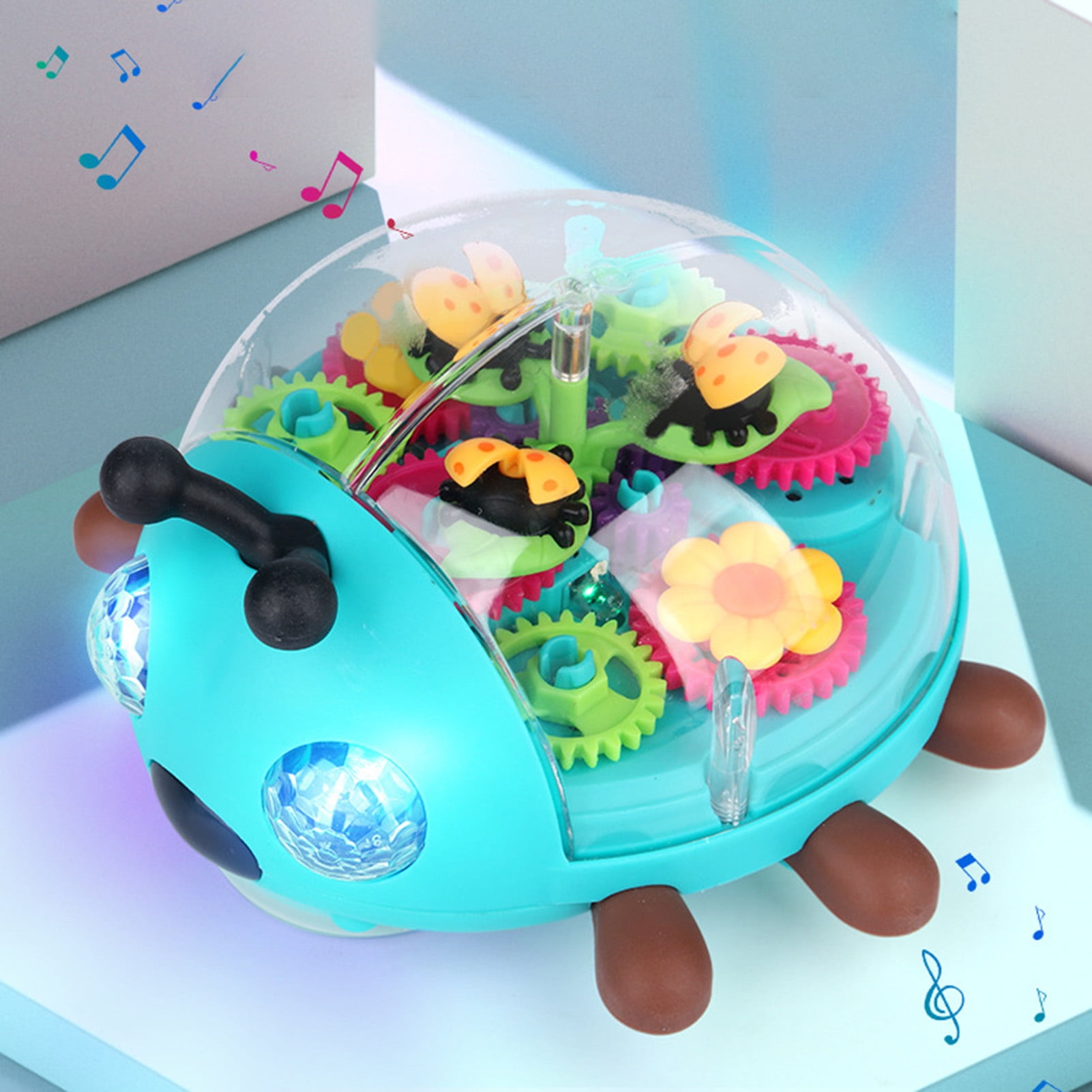 lsiaeian Transparent Electric Ladybug Gear Toddler Toy with Flashing ...