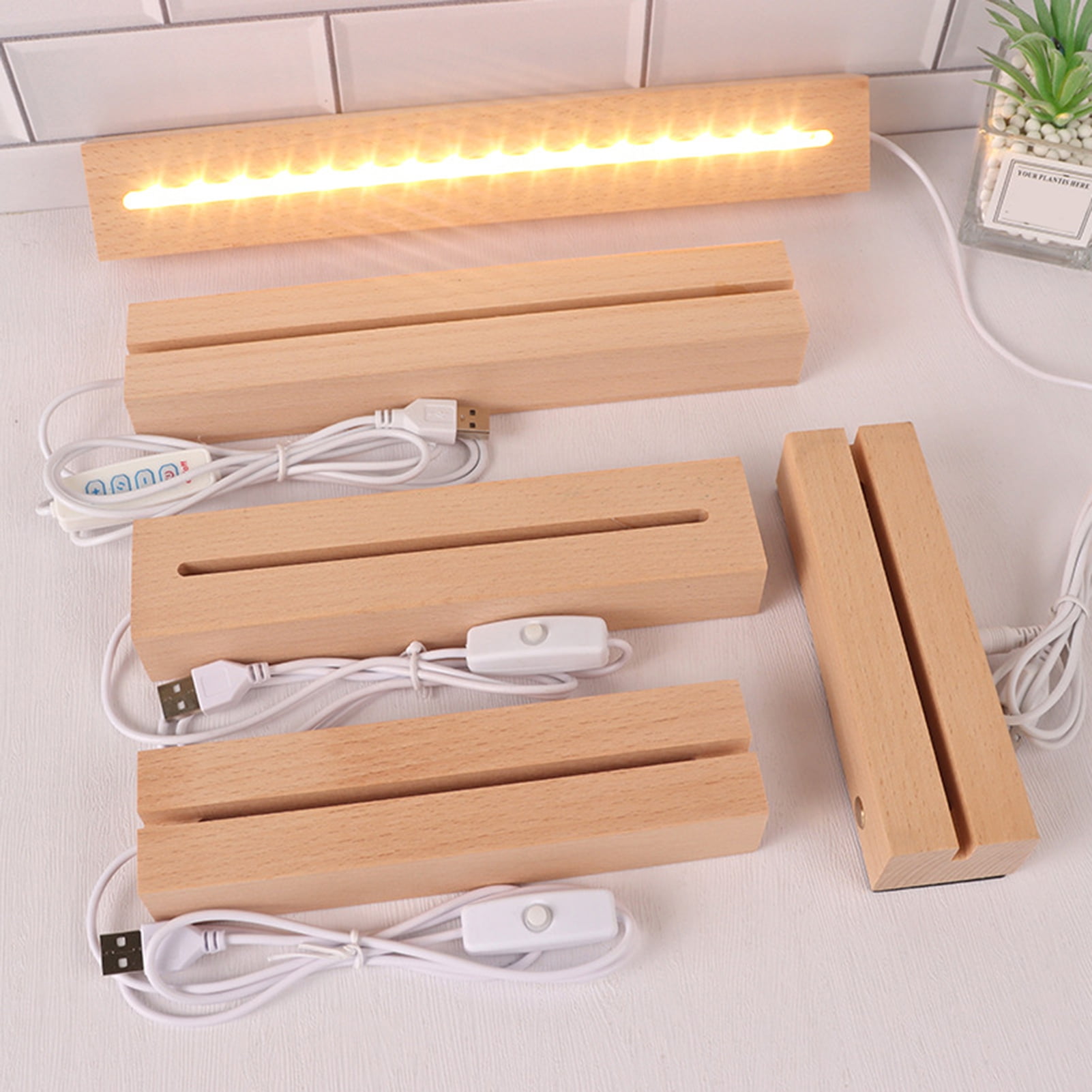 lsiaeian Wooden Lamp Base Led Night Light Base Rectangle Display ...