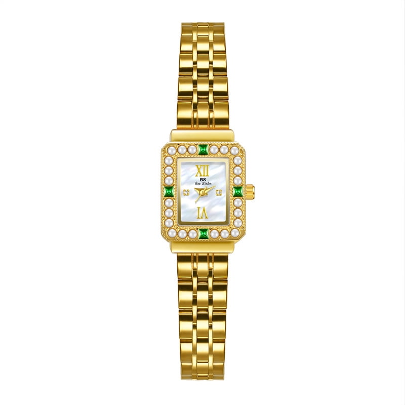 >BS Bee Sister Watch Gift Antique Green Emerald Pearl Light Luxury ...