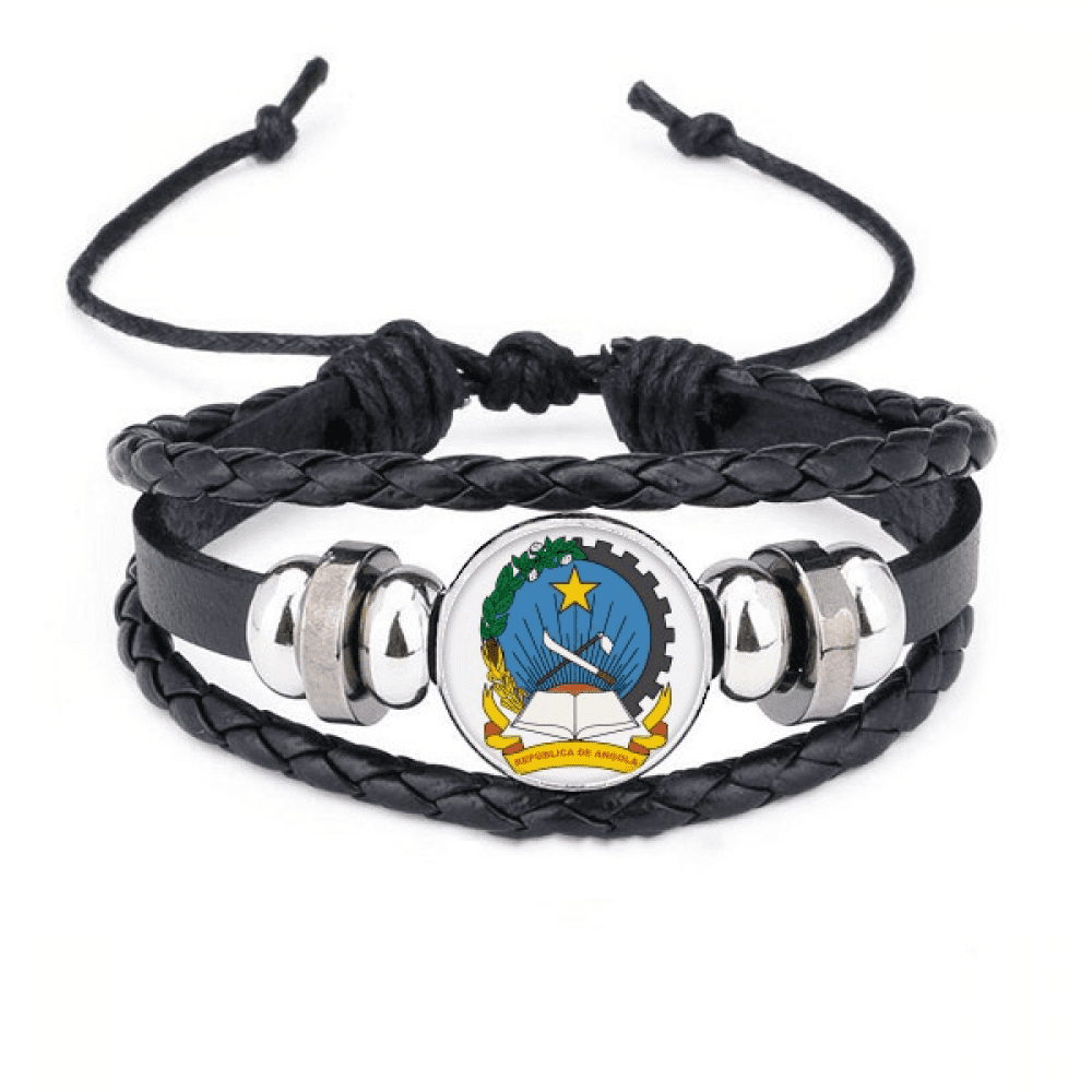 luanda angola national emblem bracelet braided leather woven wristband ...