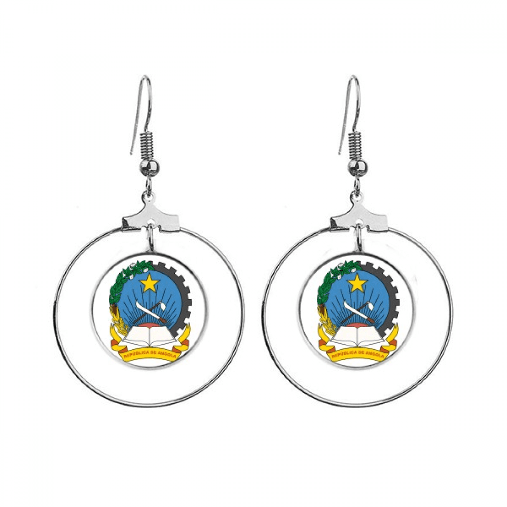 luanda angola national emblem earrings dangle hoop jewelry drop circle ...