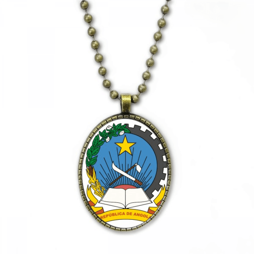 luanda angola national emblem necklace vintage chain bead pendant ...