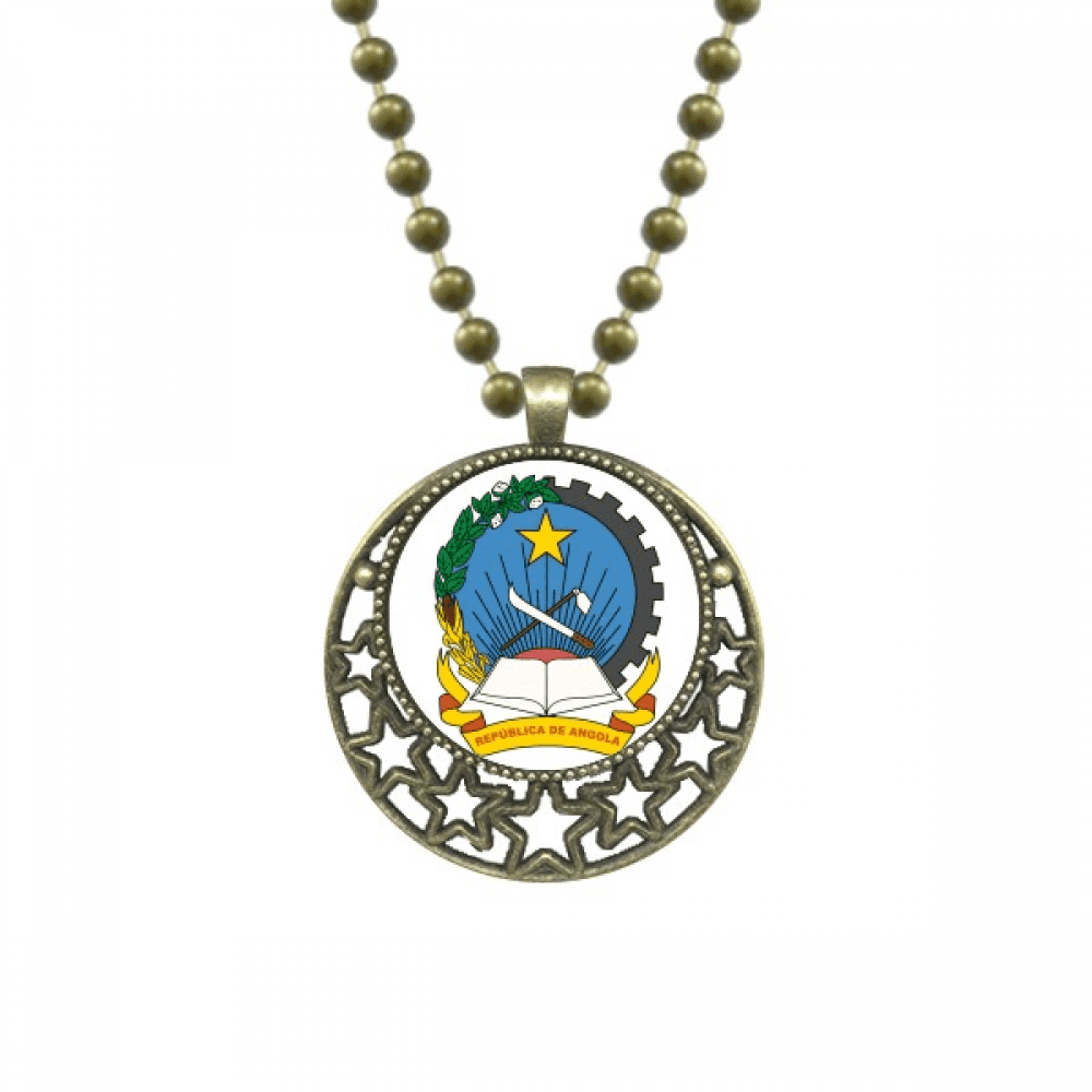 luanda angola national emblem pendant star necklmoon chain jewelry ...