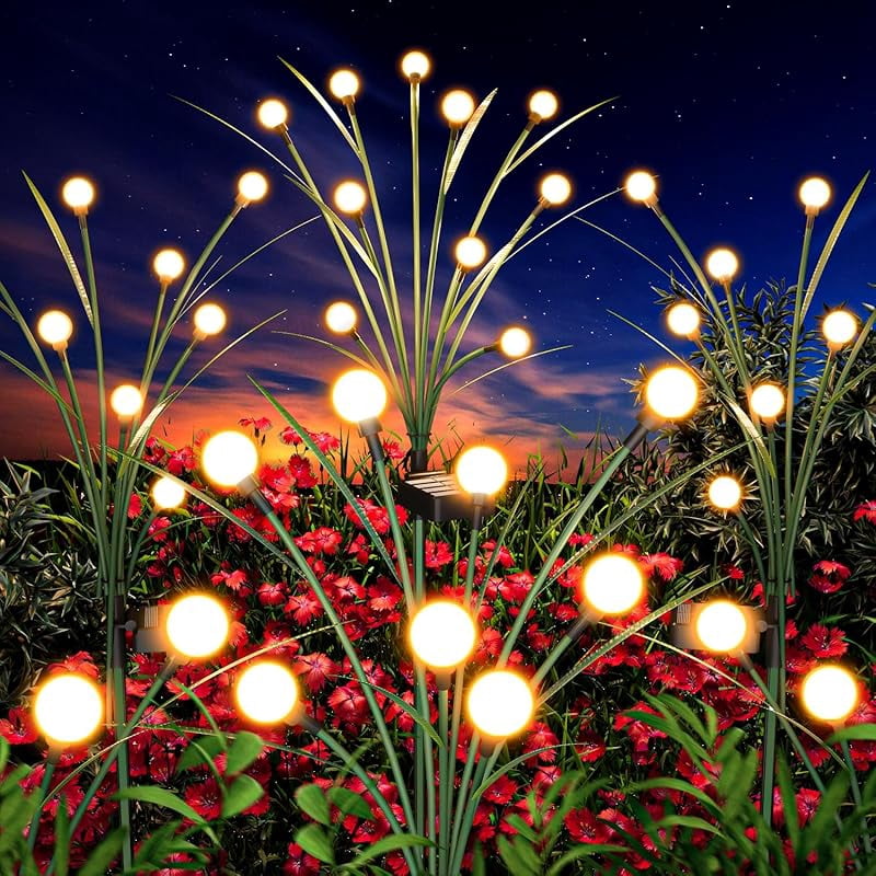 luckystyle Solar Garden Lights 4 Pack,2 Lighting Modes Fairy Lights ...