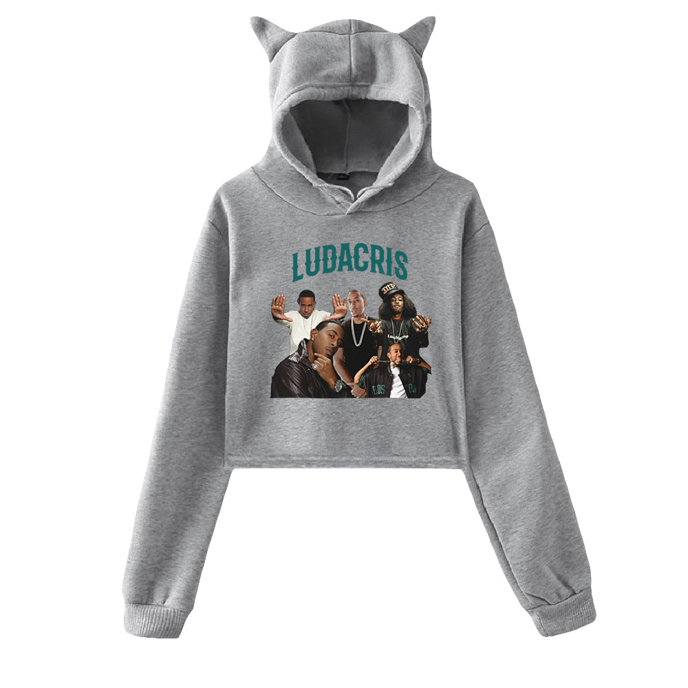 ludacris Rapper Hoodie Sweatshirts Crop top Printing for Girls Cat Ear ...